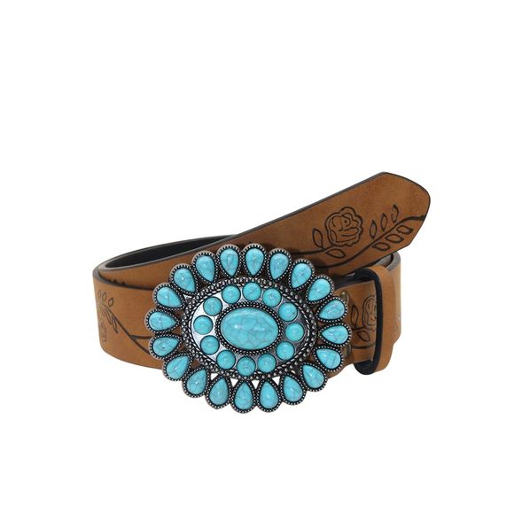 Gоrglіttеr | Accessories | Womens Turquoise Belt Leather Western Belts ...